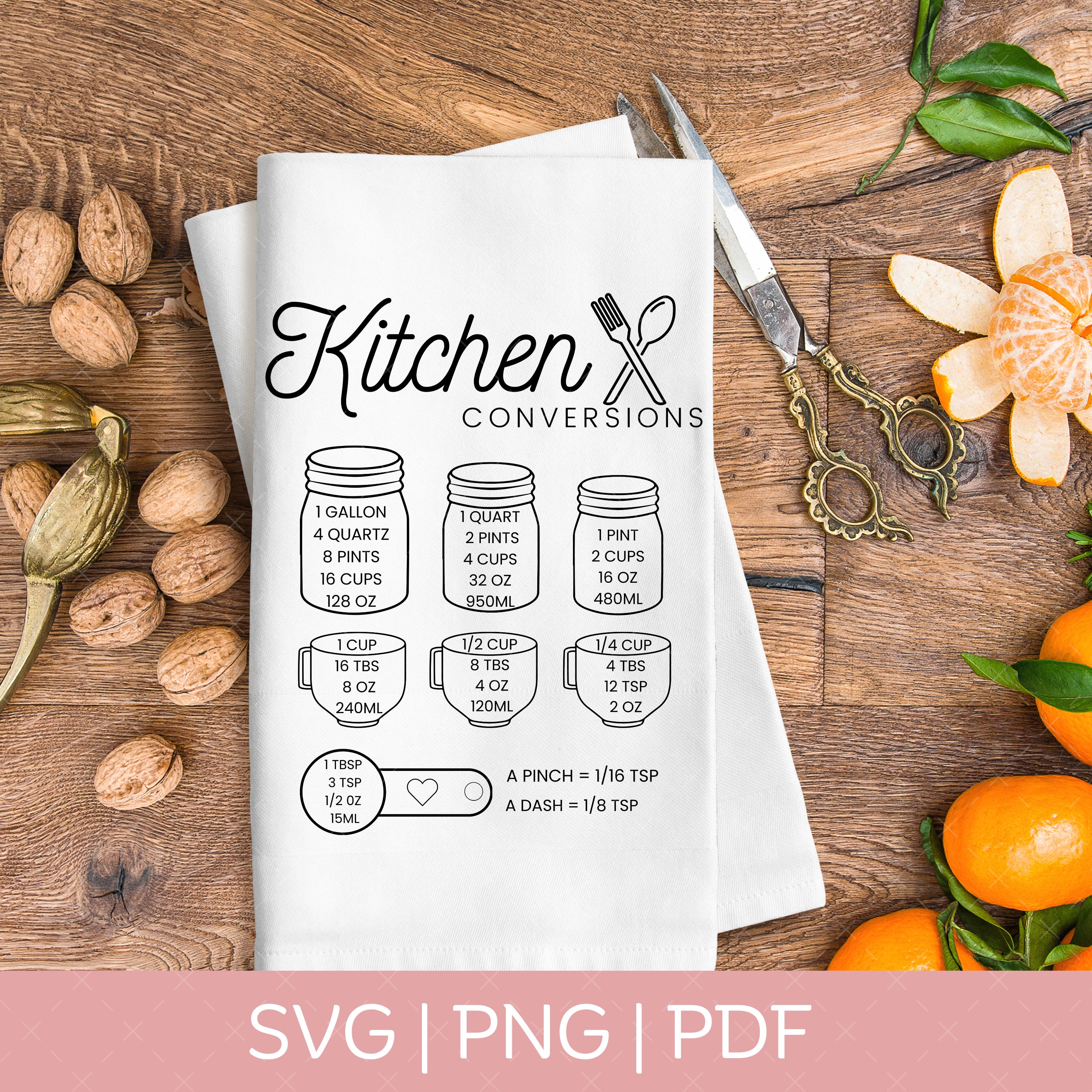 Kitchen Conversion Svg Png | Kitchen Conversion Printable Pdf | Kitchen ...