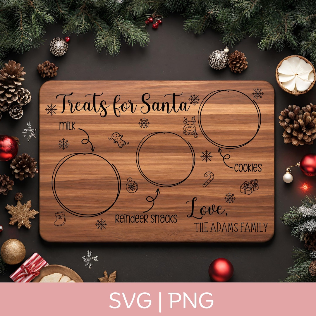 Dear Santa Tray SVG, Treats for Santa Tray SVG, Cookies for Santa Svg ...