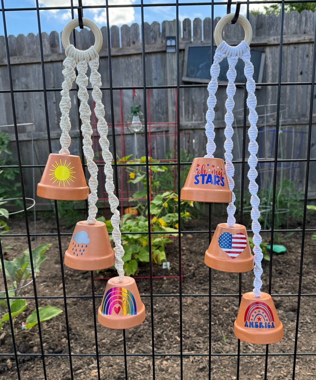 Macrame Wind Chimes Are Handcrafted With Macrame Cord, Terracotta Pots ...