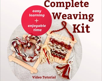 Tiny Complete Weaving Loom Kit. Video Tutorial. Learning the Basics of Easy Frame Weaving ...