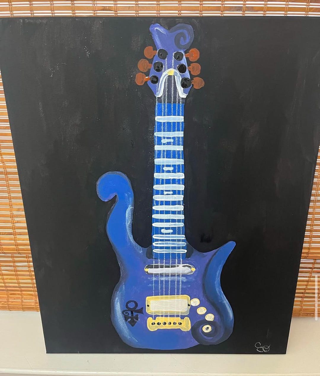 Prince's Purple Guitar Acrylic Painting - Etsy