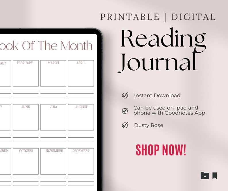 Digital Reading Journal - Printable, Printable Reading Journal ...
