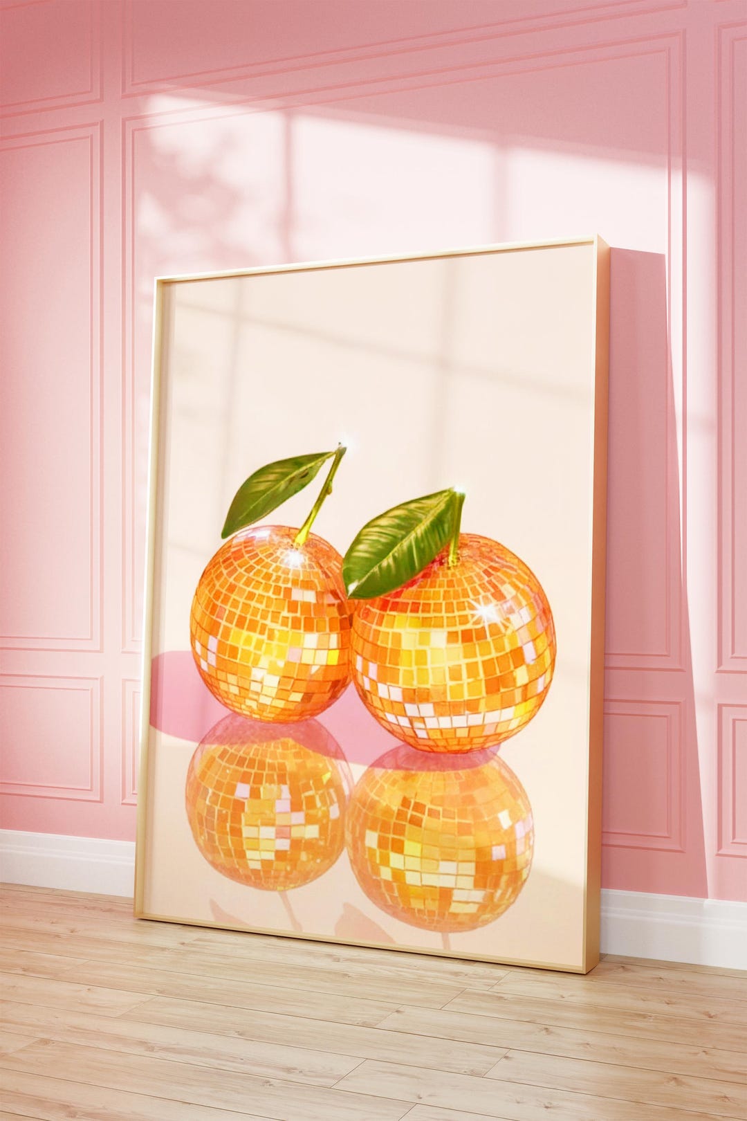Disco Oranges Art Print | Wall Art Poster | Glam Disco Ball Oranges ...