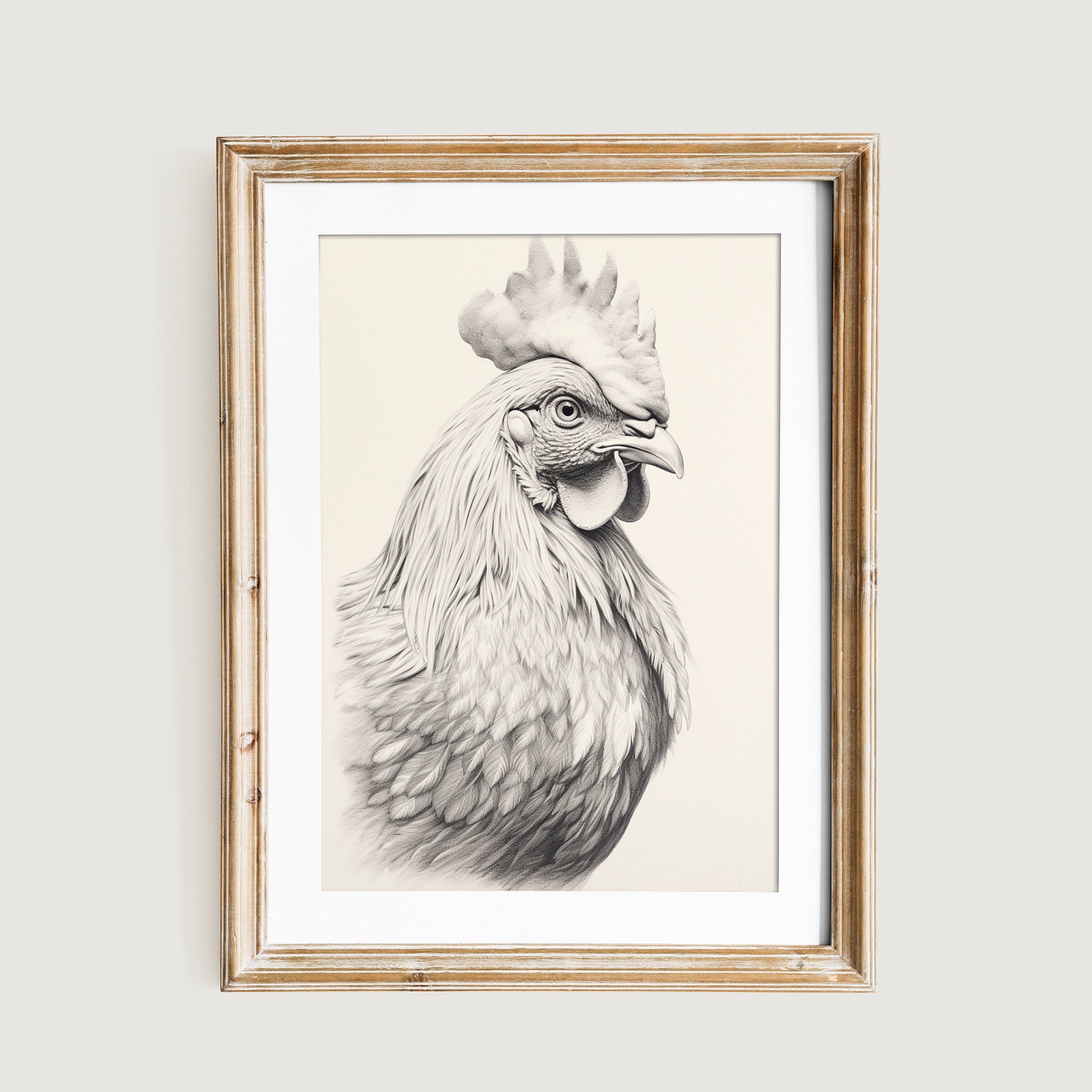 Vintage Rustic Farmhouse Rooster Sketch Art Antique Wall Art Line ...