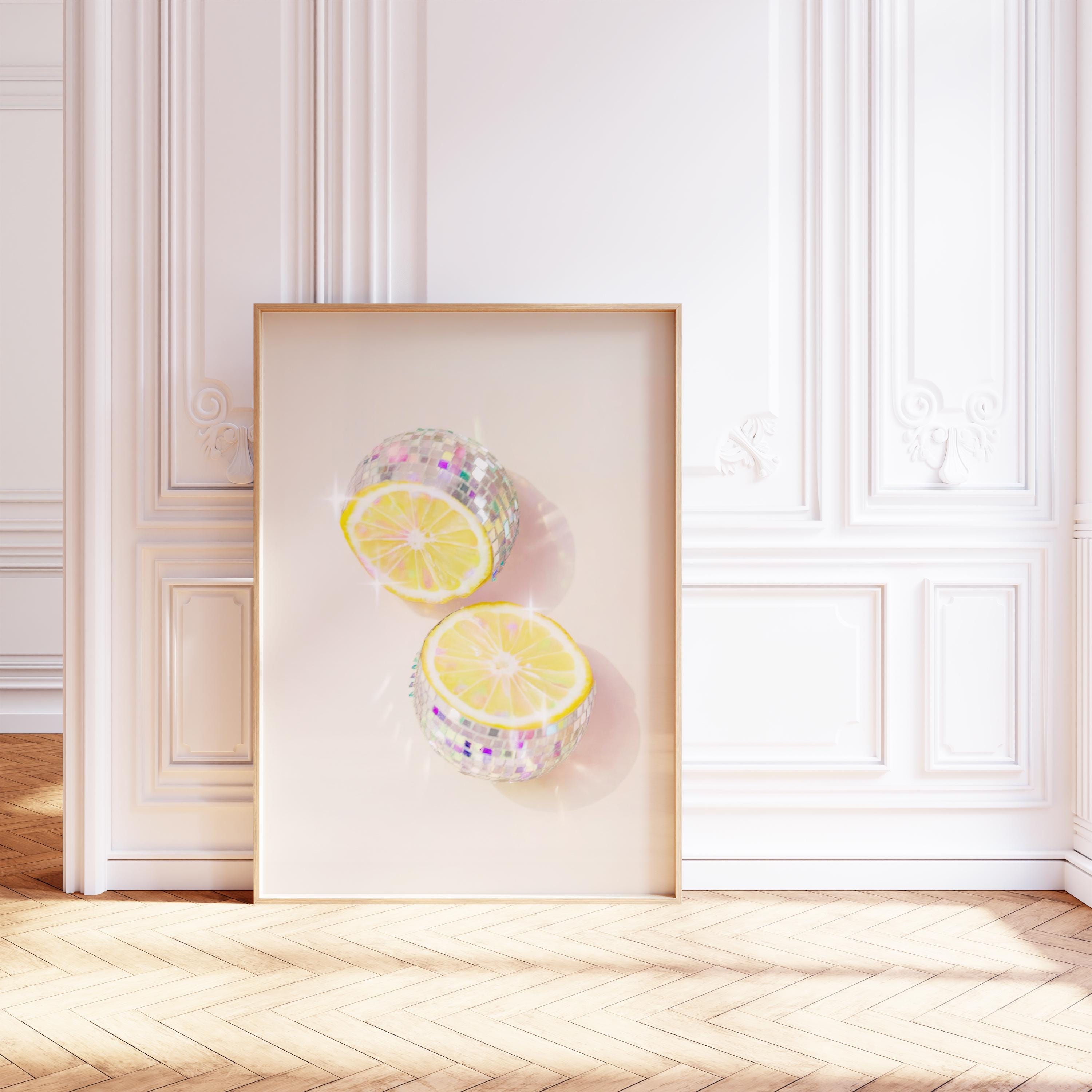Disco Lemon Art Print | Glam Kitchen Decor (digital Download) - Etsy