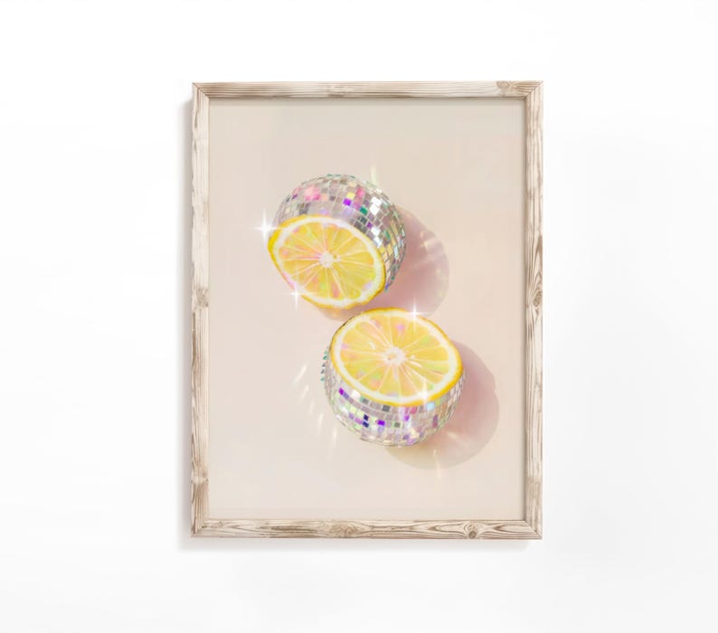 Disco Lemon Art Print | Glam Kitchen Decor (digital Download) - Etsy