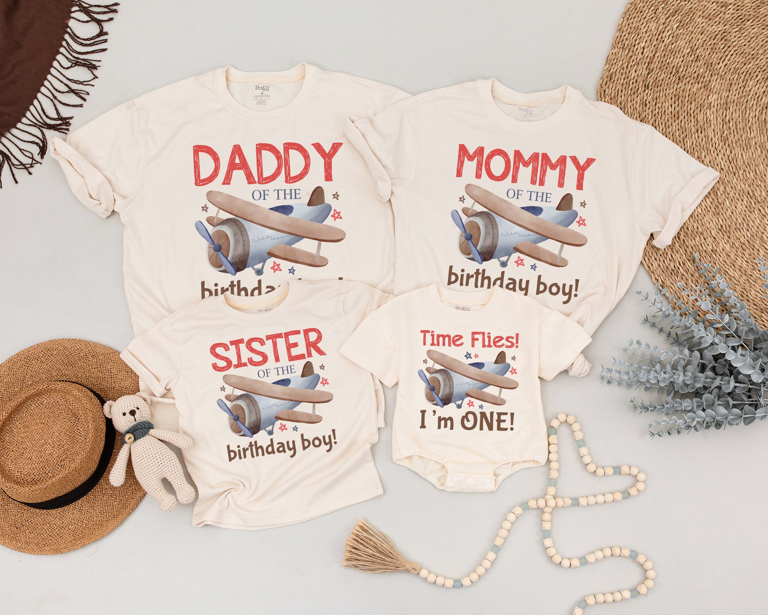 Airplane Birthday Shirt, Flying Into One, Flight Crew Matching Family ...