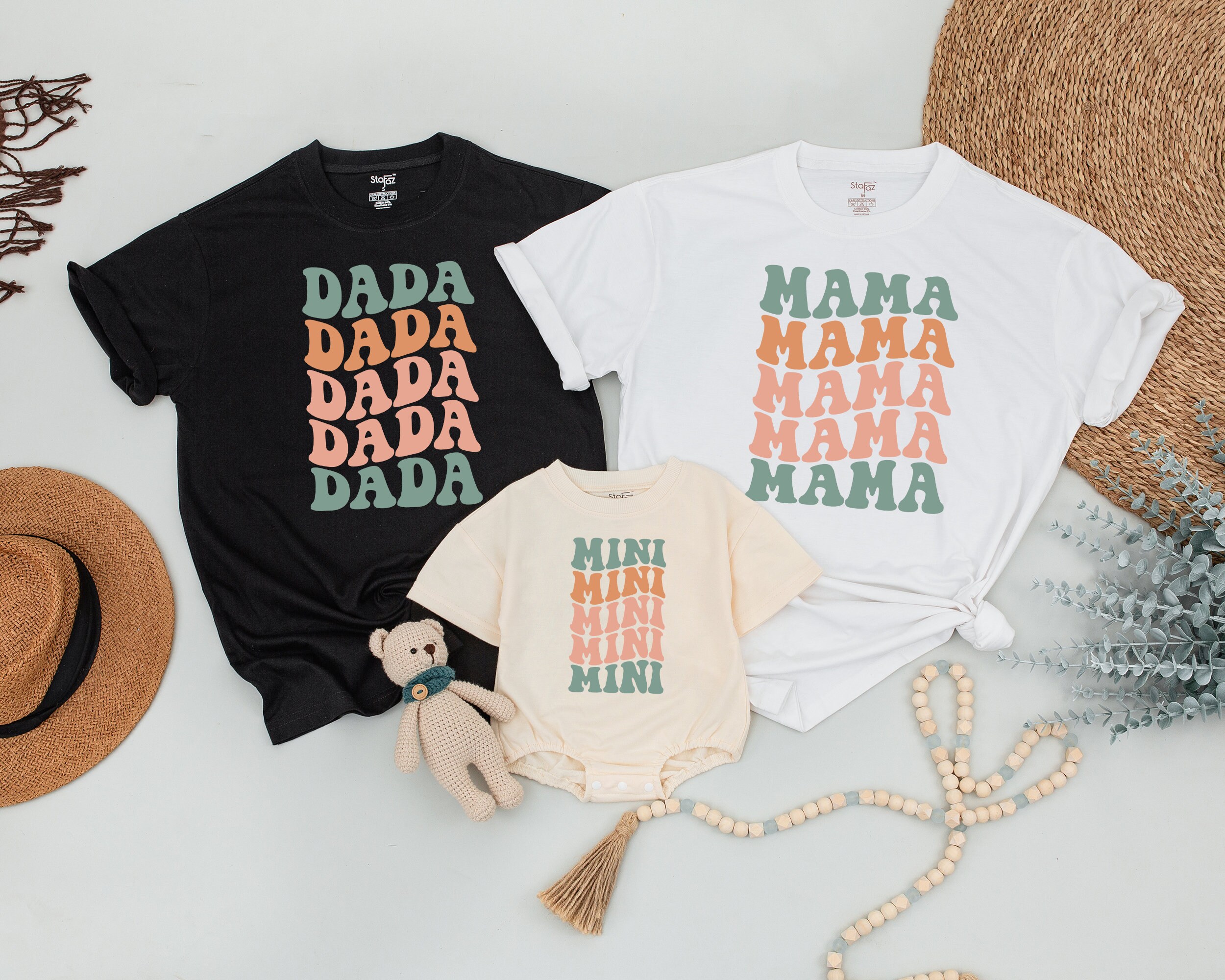 Retro Matching Family T-shirts, Mama Dada Mini Family Shirts, Mommy and ...
