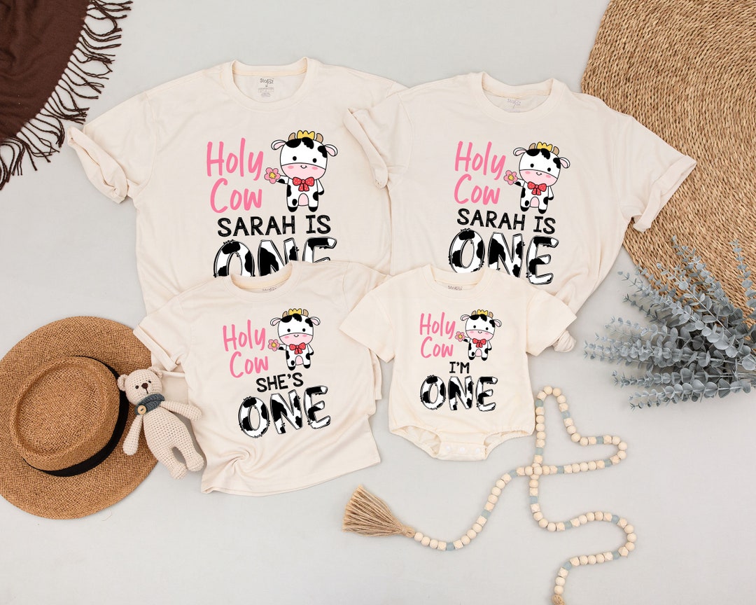 Holy Cow Family Shirts, Holy Cow I'm One First Birthday Outfit, Holy ...