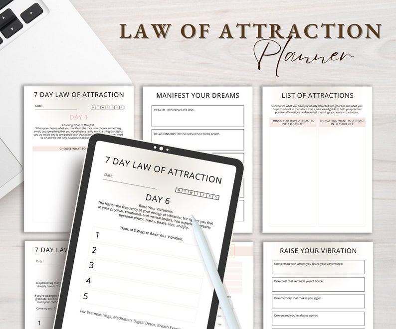 PLR Law of Attraction Planner, Canva Template, 369 Manifestation Method ...