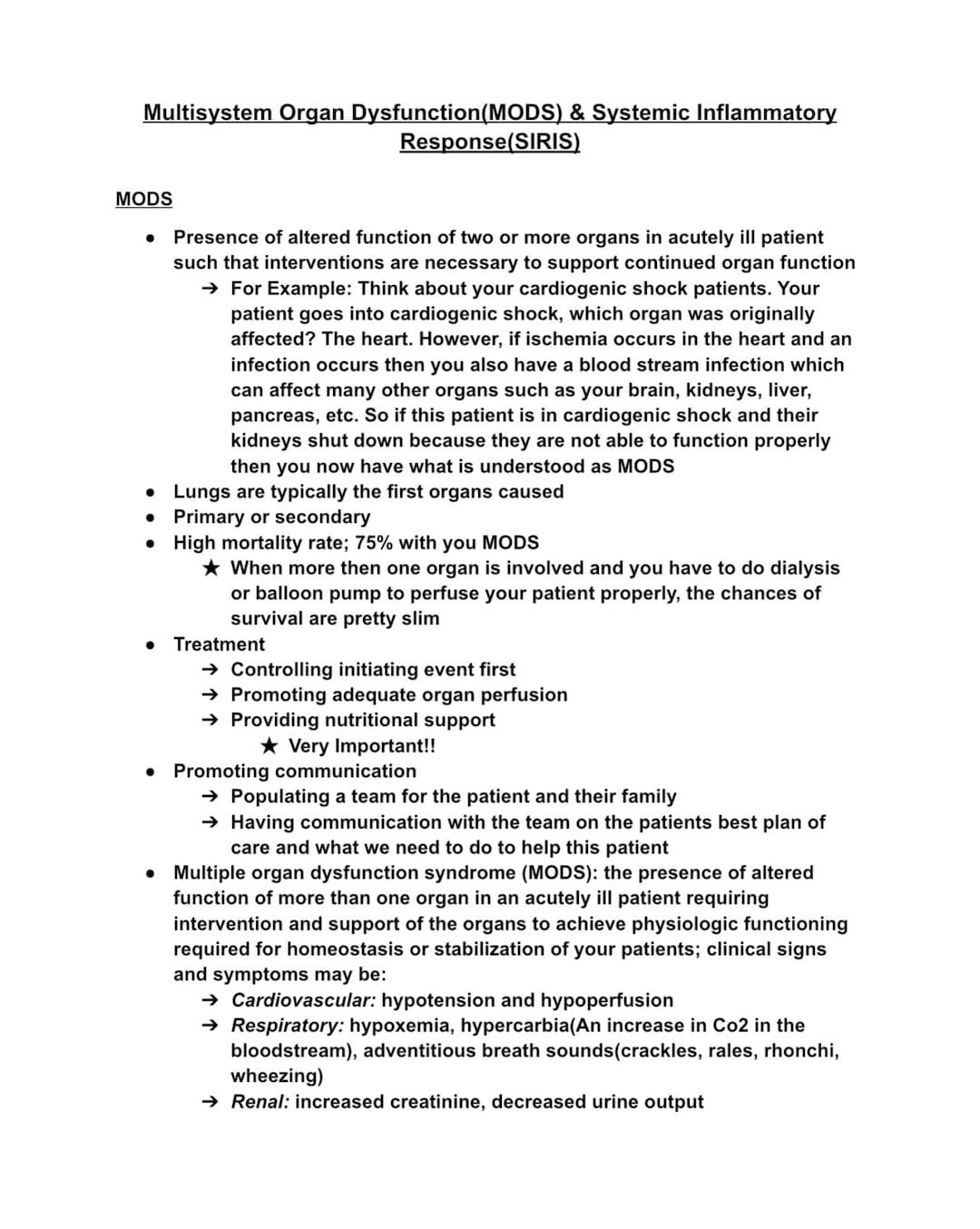 Multisystem Organ Dysfunction(mods) & Systemic Inflammatory Response ...