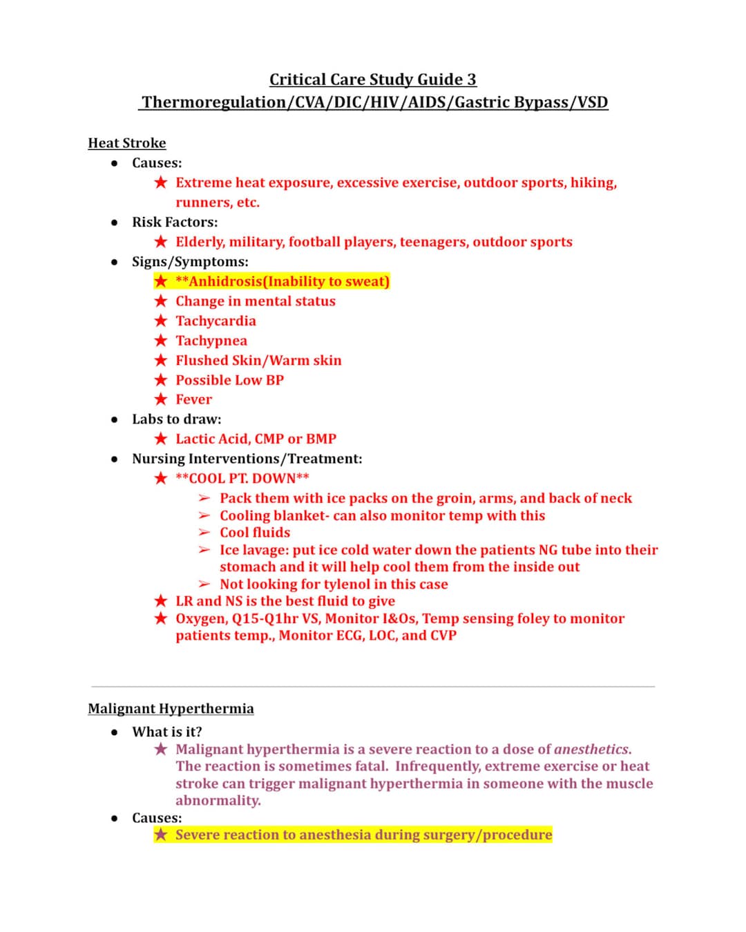 Critical Care Study Guide 3 (14 Pages) - Etsy
