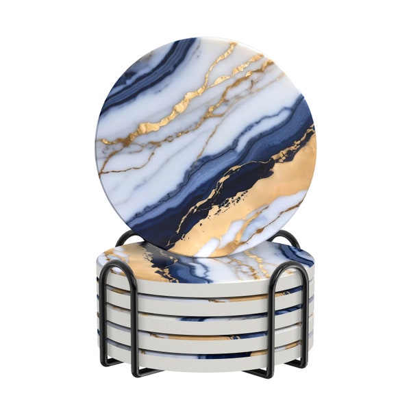 Blue Coaster Set - Etsy