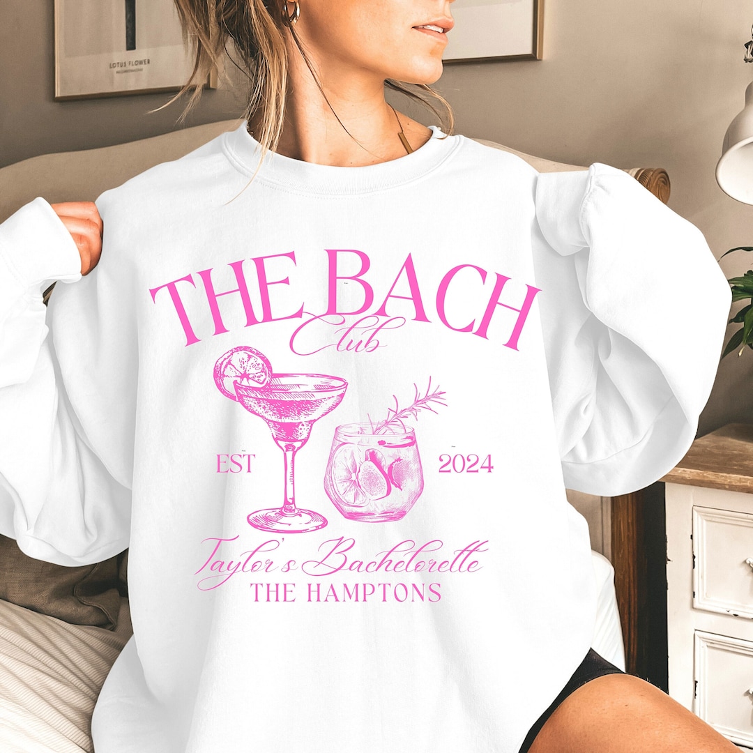 Custom Hamptons Bachelorette Club Sweatshirt, Beach Bach Cocktail Club ...
