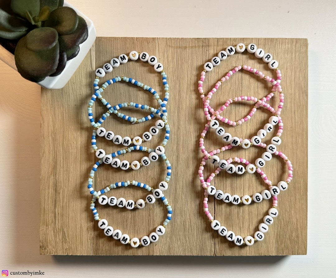 Set of 10 Gender Reveal Party Bracelets, Team Boy, Team Girl - Etsy