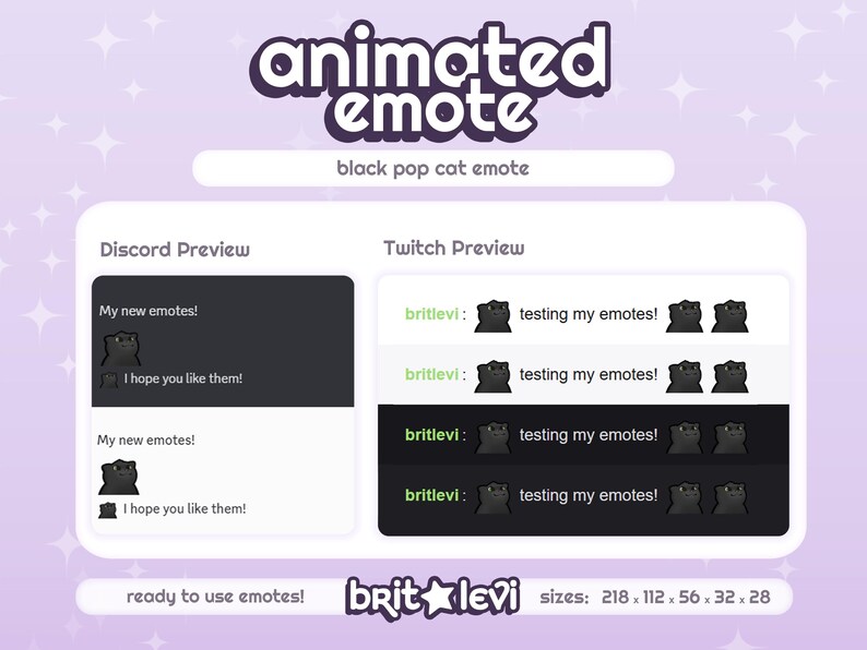 Animated Black POP Cat Emote: Twitch & Discord Emote (GIF Digital ...
