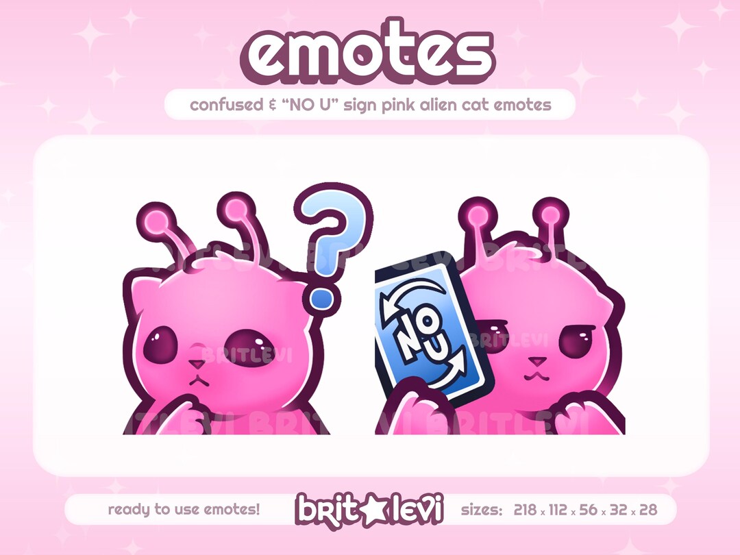 Pink Alien Cat Glorp Confused and "no U" Sign Emotes: Twitch & Discord ...