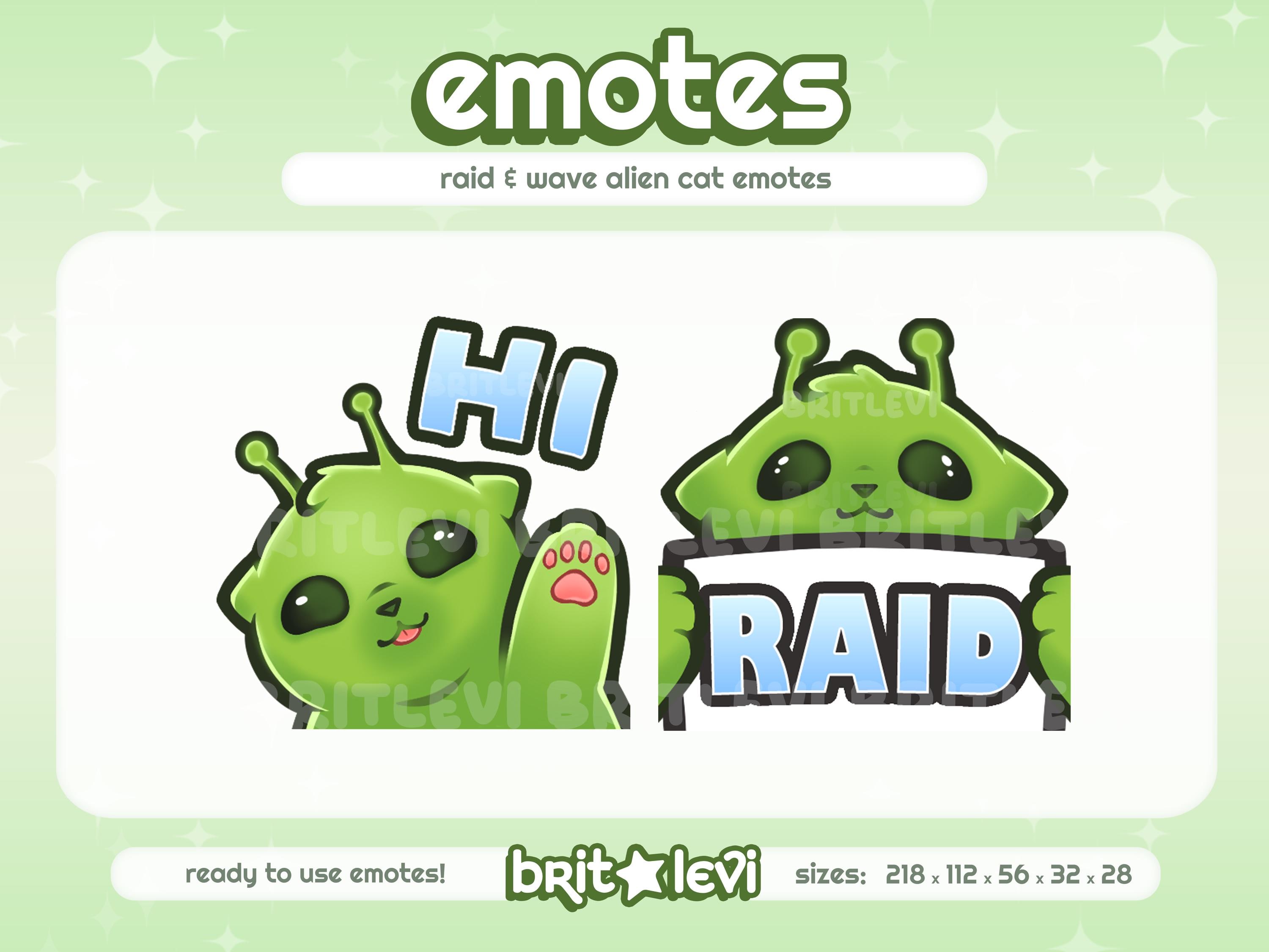 Alien Cat Glorp Wave Hello and Raid Emotes: Twitch & Discord Emotes ...