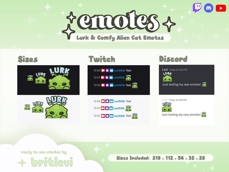 Alien Cat Glorp Comfy and Lurking / Lurk Emotes | Twitch Emotes ...