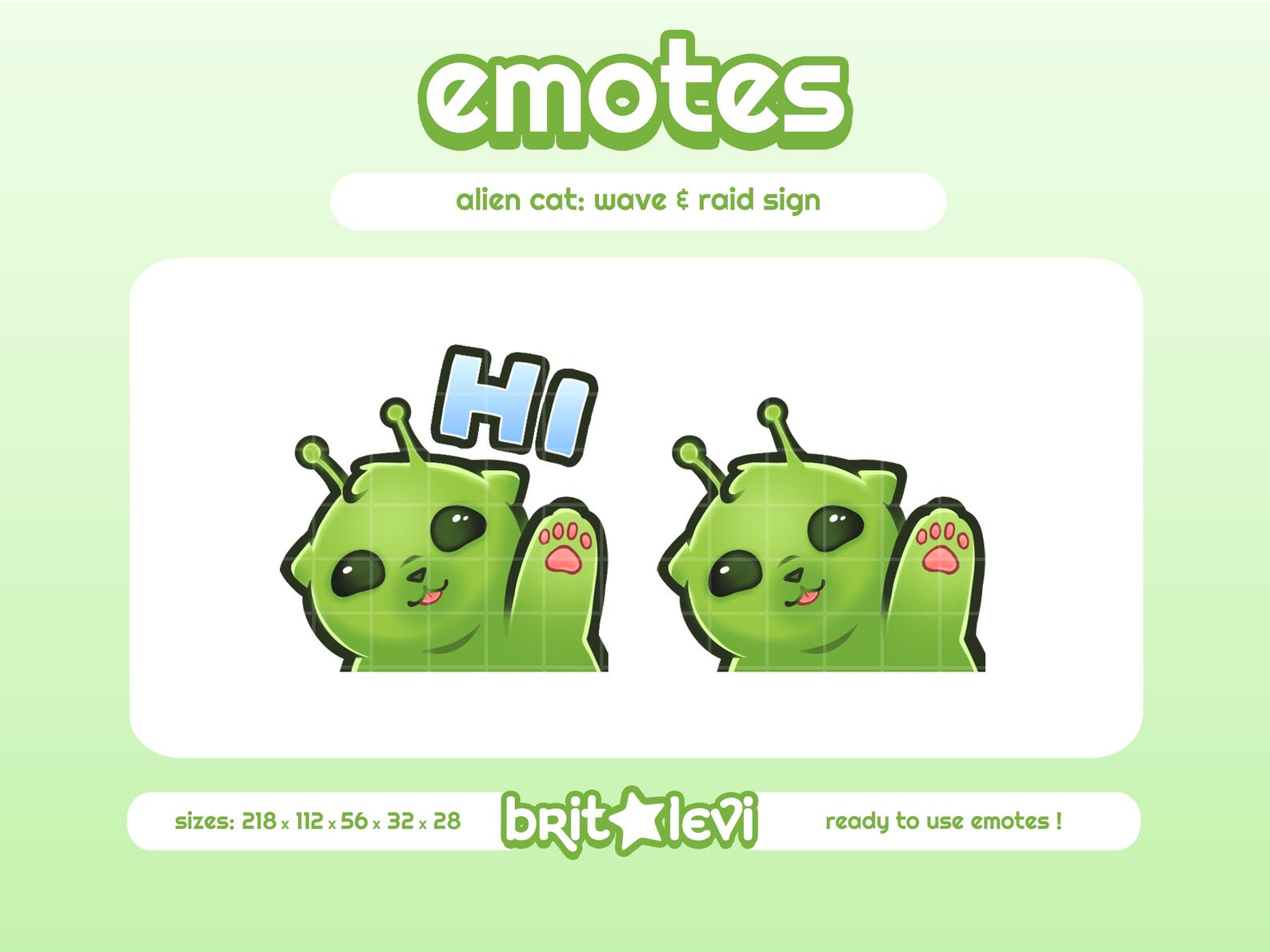 Alien Cat Glorp Wave Hello and Raid Emotes: Twitch & Discord Emotes ...