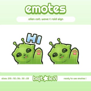 Alien Cat Glorp Wave Hello and Raid Emotes: Twitch & Discord Emotes ...