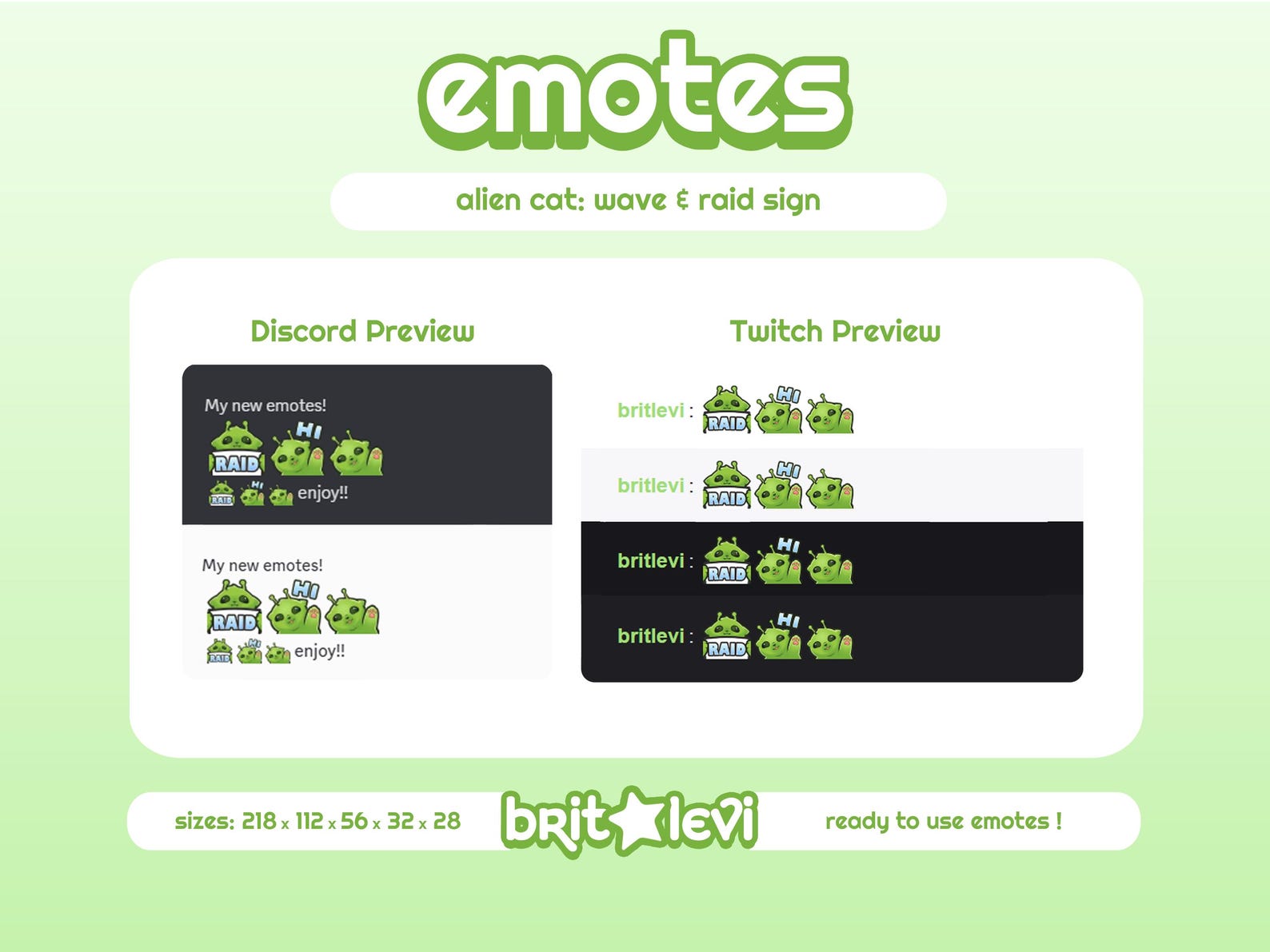 Alien Cat Glorp Wave Hello and Raid Emotes: Twitch & Discord Emotes ...