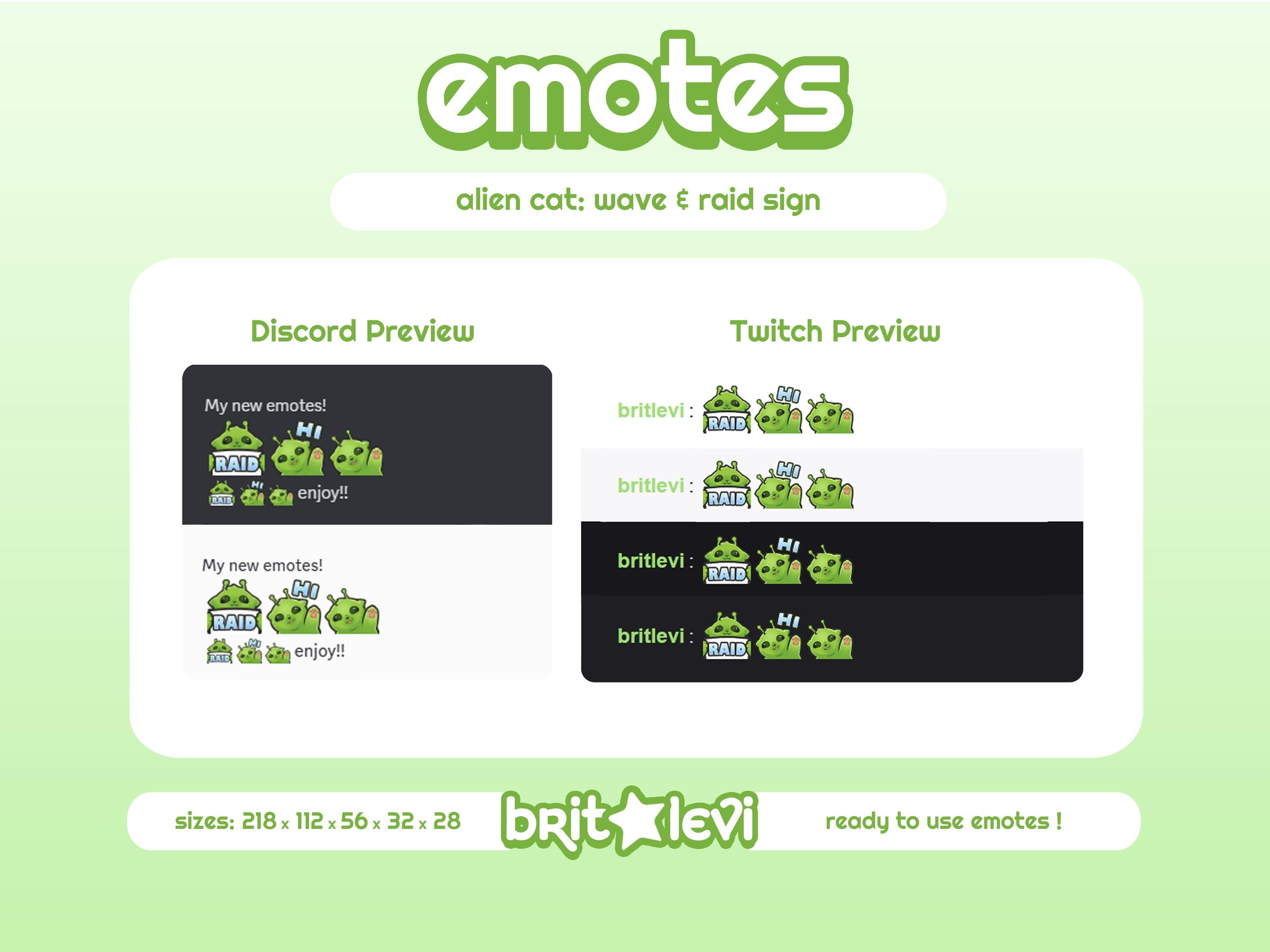 Alien Cat Glorp Wave Hello and Raid Emotes: Twitch & Discord Emotes ...