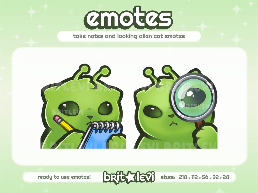 Alien Cat Glorp Taking Notes and Looking Emotes: Twitch & Discord ...