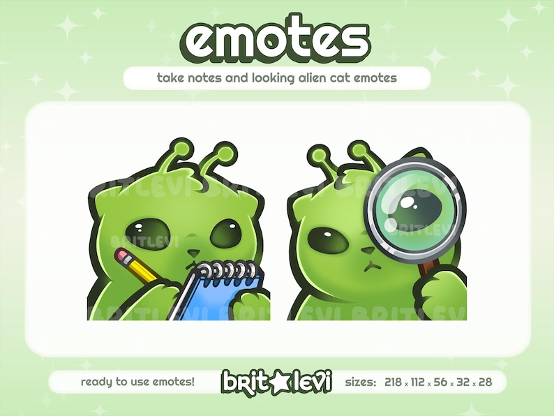 Alien Cat Glorp Taking Notes and Looking Emotes: Twitch & Discord ...