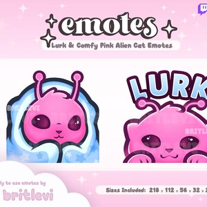 Pink Alien Cat Glorp Comfy and Lurking / Lurk Emotes | Twitch Emotes ...