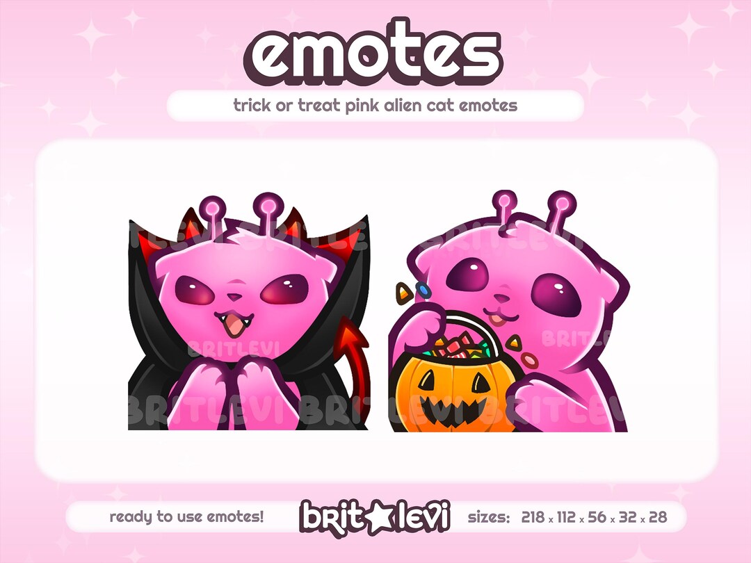 Pink Alien Cat Glorp Trick or Treat Emotes: Twitch & Discord Emotes ...