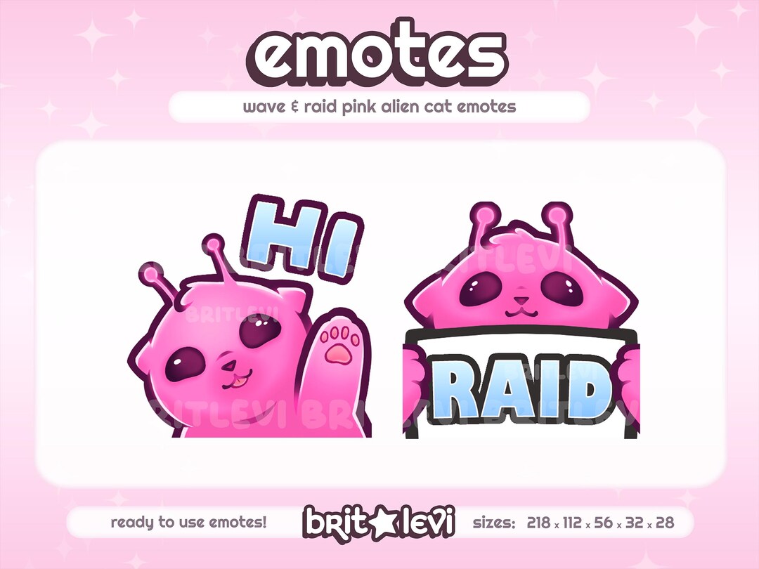 Pink Alien Cat Glorp Wave Hello and Raid Emotes: Twitch & Discord ...