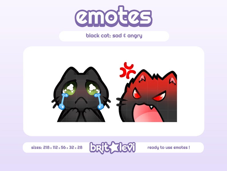 Black Cat Emotes / Sad Crying & Angry Rage: Twitch and Discord Emotes ...