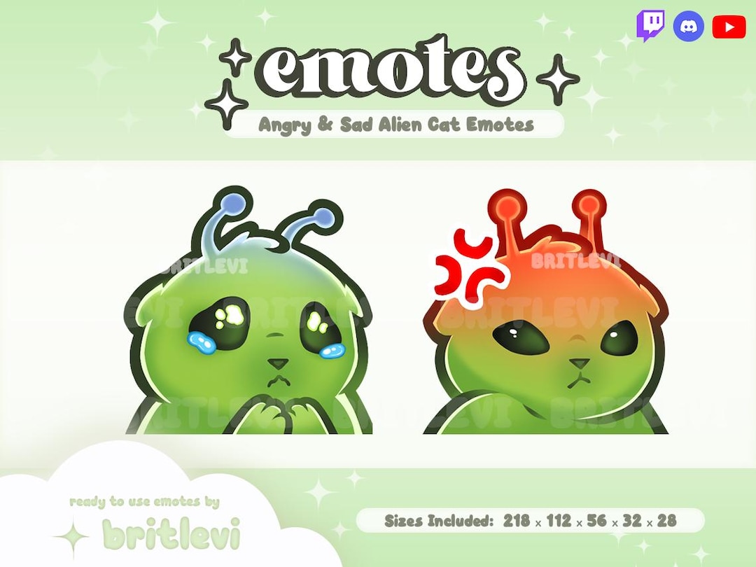 Alien Cat Glorp Sad and Angry Emotes | Twitch Emotes & Discord Emotes ...