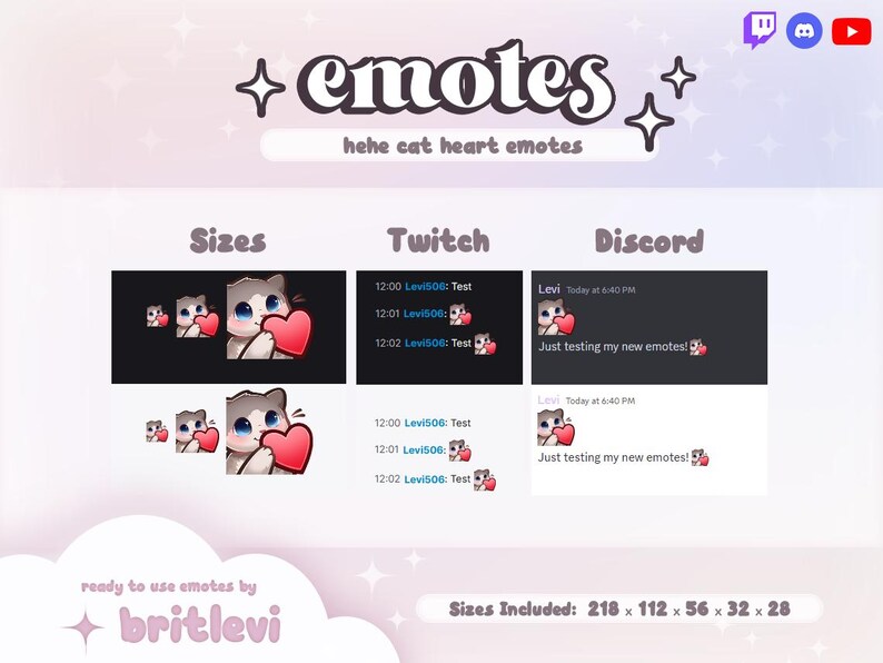 Hehe Cat Heart Emotes | Twitch Emotes & Discord Emotes | Cat Emote Pack ...