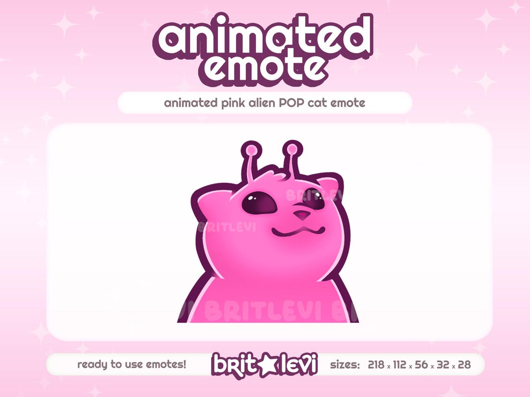 Animated Pink Alien POP Cat Emote | Alien Cat Glorp Emote | Twitch ...