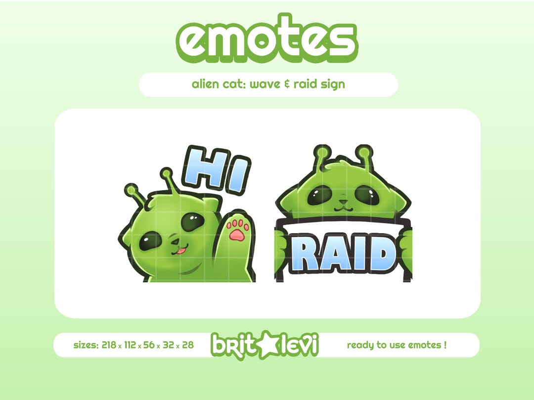 Alien Cat Glorp Wave Hello and Raid Emotes: Twitch & Discord Emotes ...