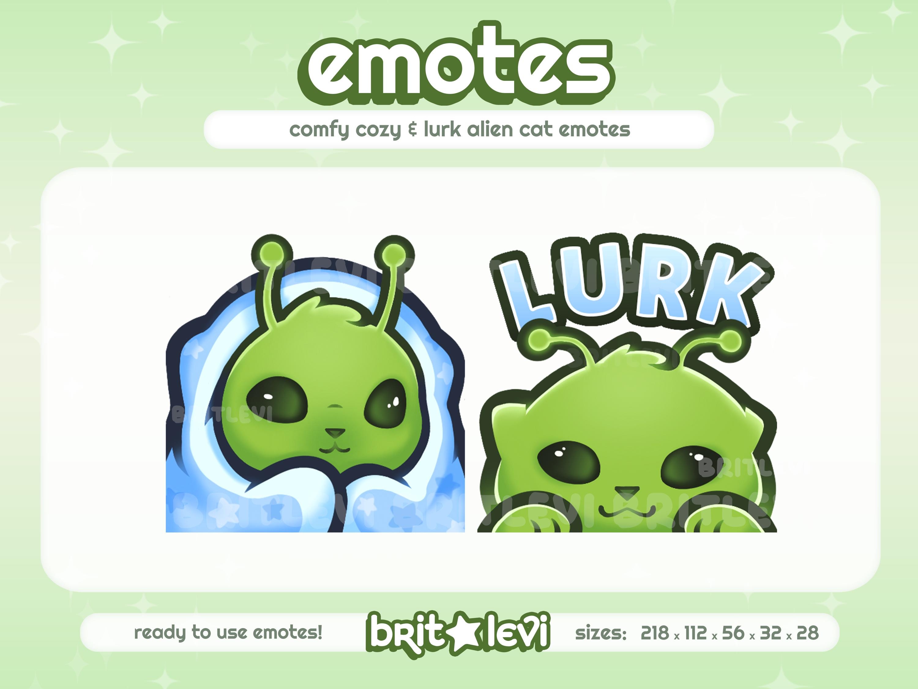 Alien Cat Glorp Comfy / Cozy and Lurking / Lurk Emotes: Twitch ...