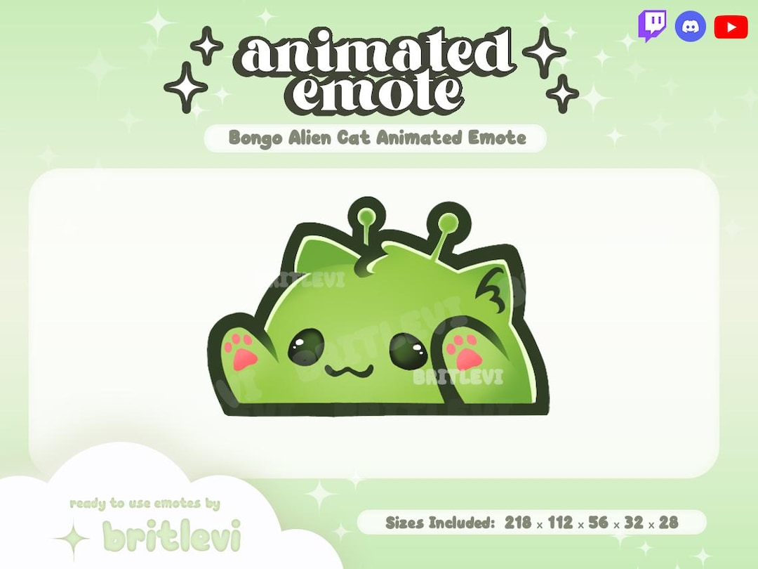 Animated Bongo Alien Cat Emote: Twitch & Discord Emote (GIF Digital ...