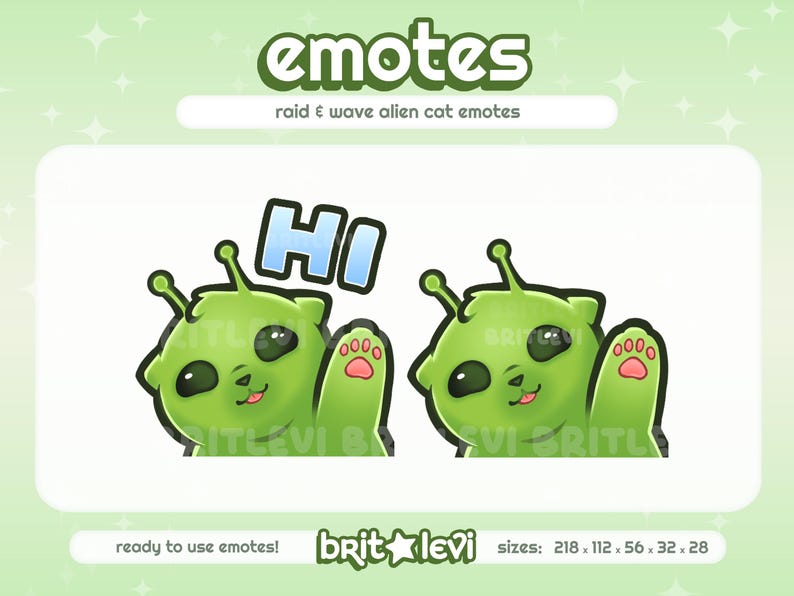 Alien Cat Glorp Wave Hello and Raid Emotes: Twitch & Discord Emotes ...