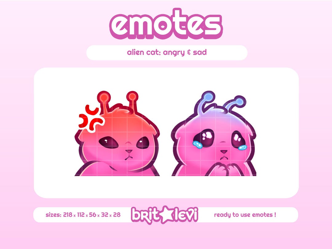 Pink Alien Cat Glorp Emotes / Sad and Angry: Twitch & Discord Emotes ...
