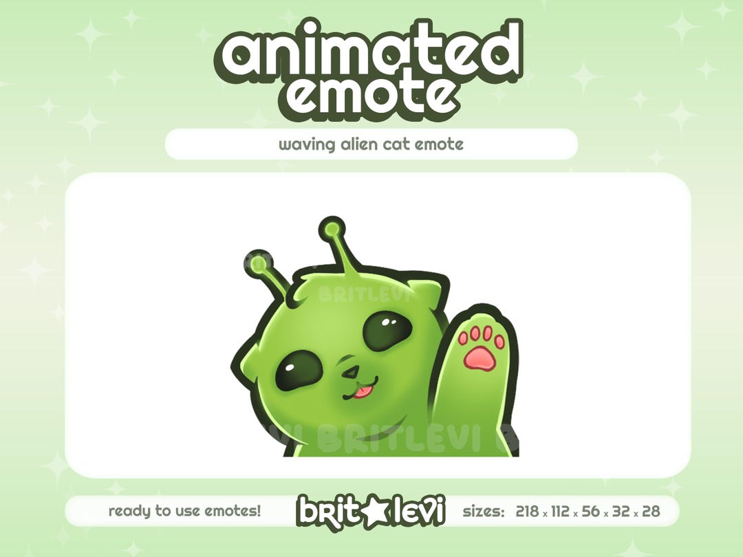 Animated Waving Alien Cat Emote: Twitch & Discord Emote (GIF Digital ...