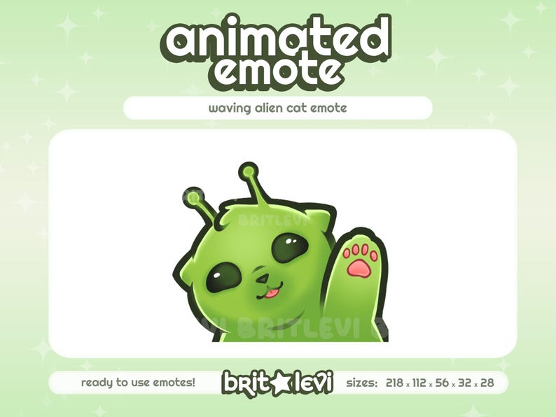 Animated Waving Alien Cat Emote: Twitch & Discord Emote (GIF Digital ...
