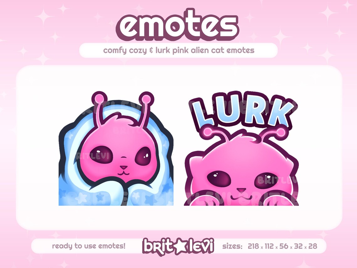 Pink Alien Cat Glorp Comfy and Lurking Emotes: Twitch & Discord Emotes ...