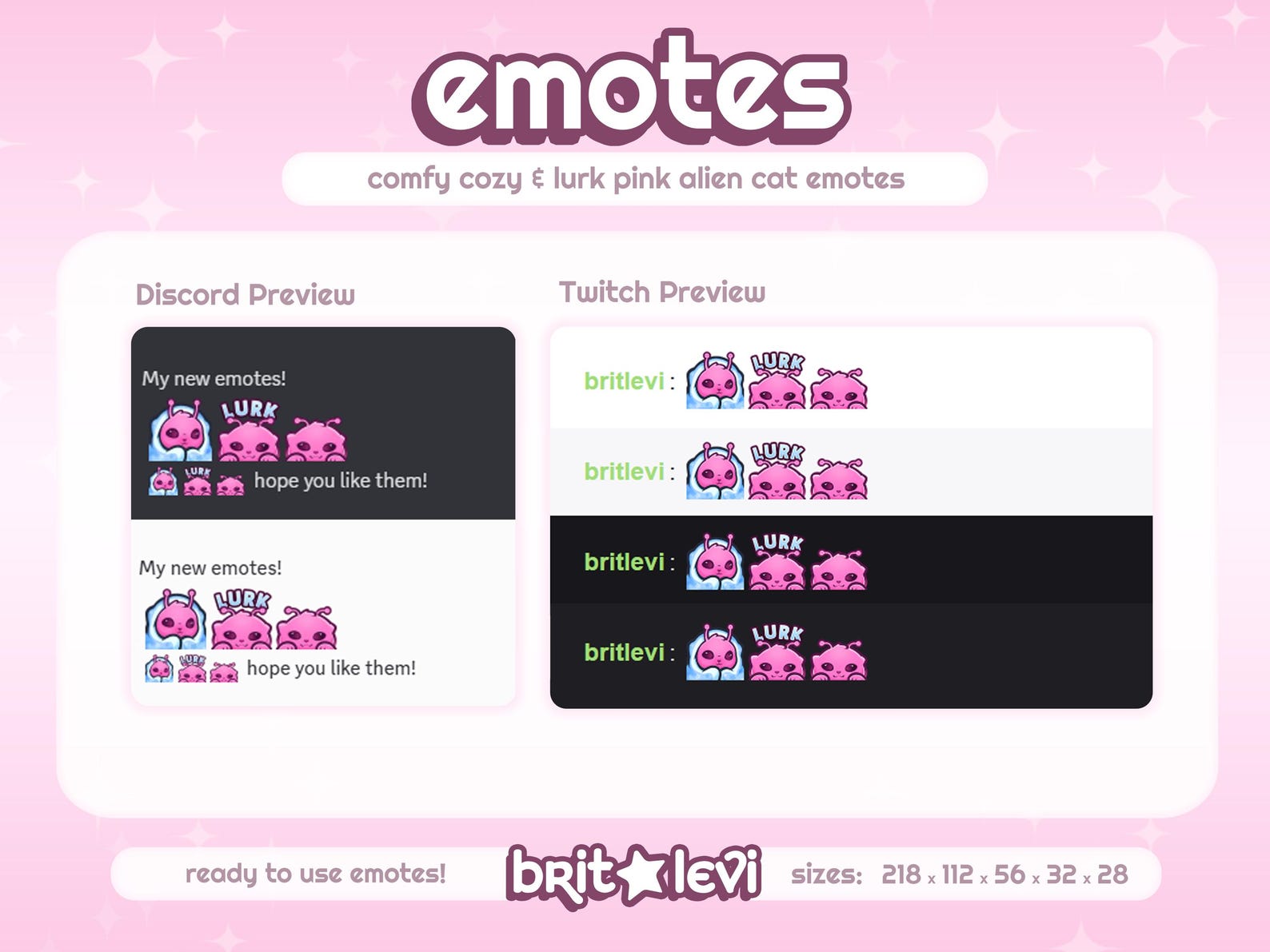 Pink Alien Cat Glorp Comfy and Lurking Emotes: Twitch & Discord Emotes ...