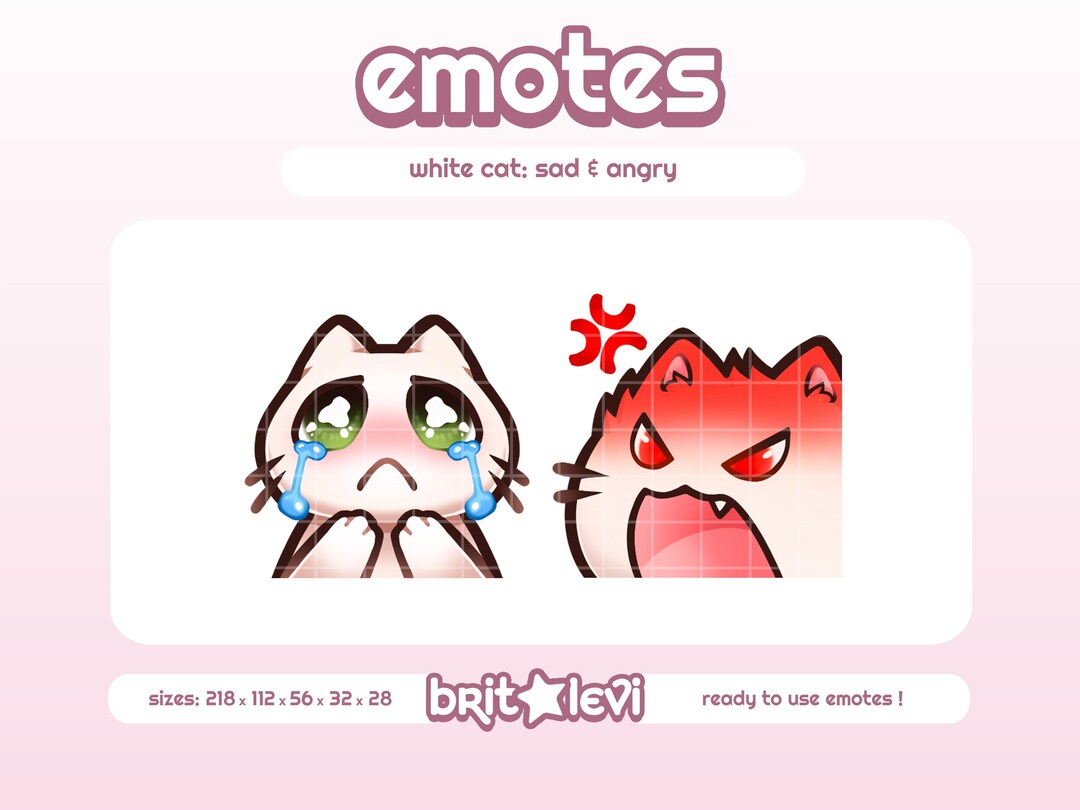 White Cat Emotes / Sad Crying & Angry Rage: Twitch and Discord Emotes ...