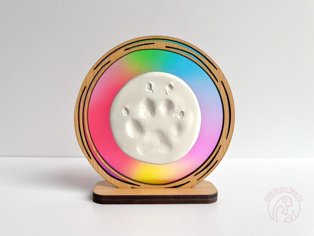 Clay Paw Print Holder, Memorial Pet Gift, Rainbow Bridge Frame, Pet ...