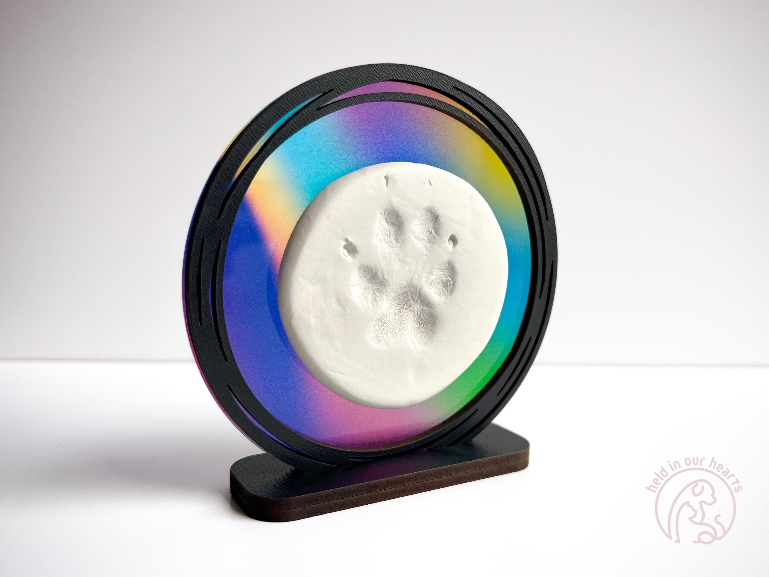 Clay Paw Print Holder, Memorial Pet Gift, Rainbow Bridge Frame, Pet ...