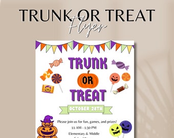 Editable Trunk or Treat Halloween Flyer, Halloween Digital Download ...