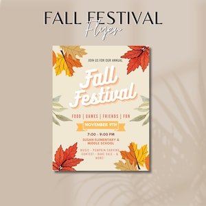 Customizable Fall Festival Flyer Template, Autumn Event Invitation ...